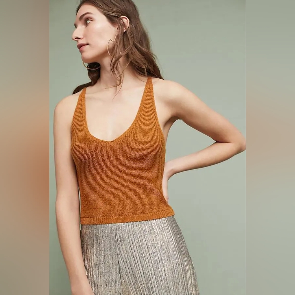 Anthropologie Moth Cropped Sweater Tank Size Large - Gem